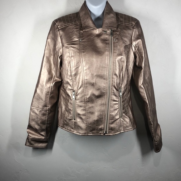 Baccini | Jackets & Coats | Nwt Baccini Rose Gold Faux Leather Jacket ...